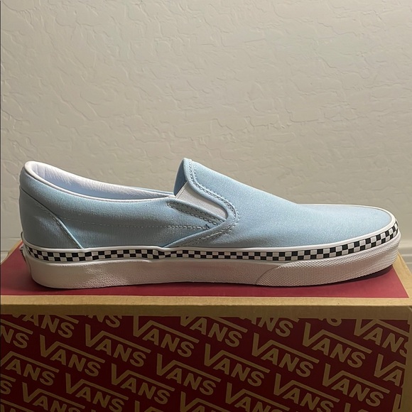 Vans | Shoes | Vans Light Blue Slipon Sneakers | Poshmark